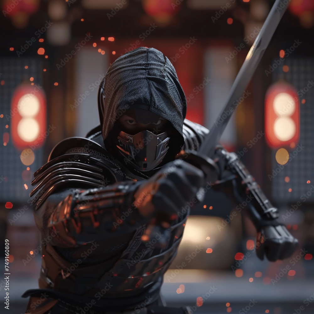 Nanotechnology-enhanced ninja in a virtual combat simulation Stock ...