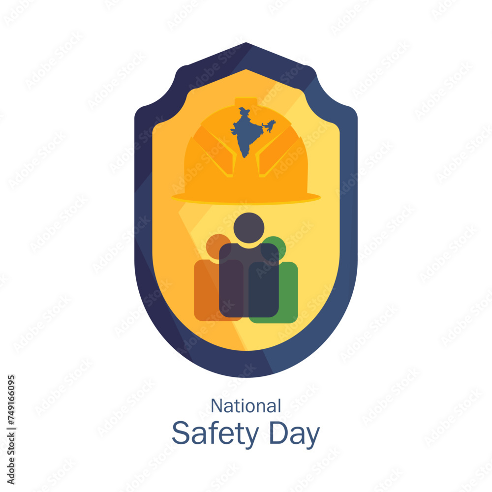National Safety Day India, vector illustration. Safety helmet and India ...