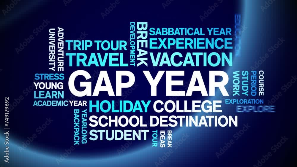 Gap Year animated word cloud;text design animation tag kinetic ...