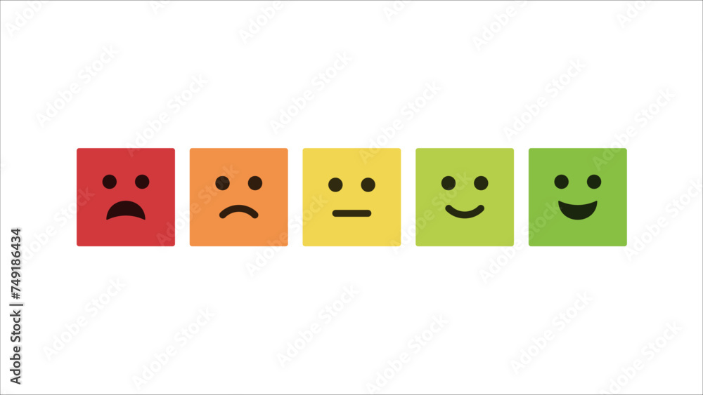 Feedback of Satisfaction Rate Level Form with Emoticons Square Icons ...