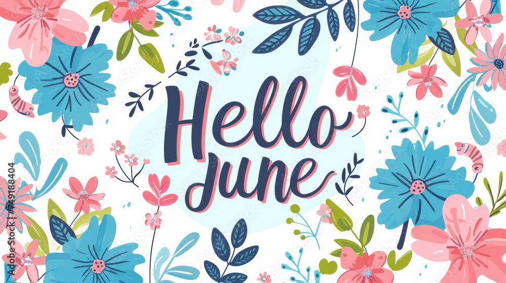 June month illustration background with pastel colors drawing with ...
