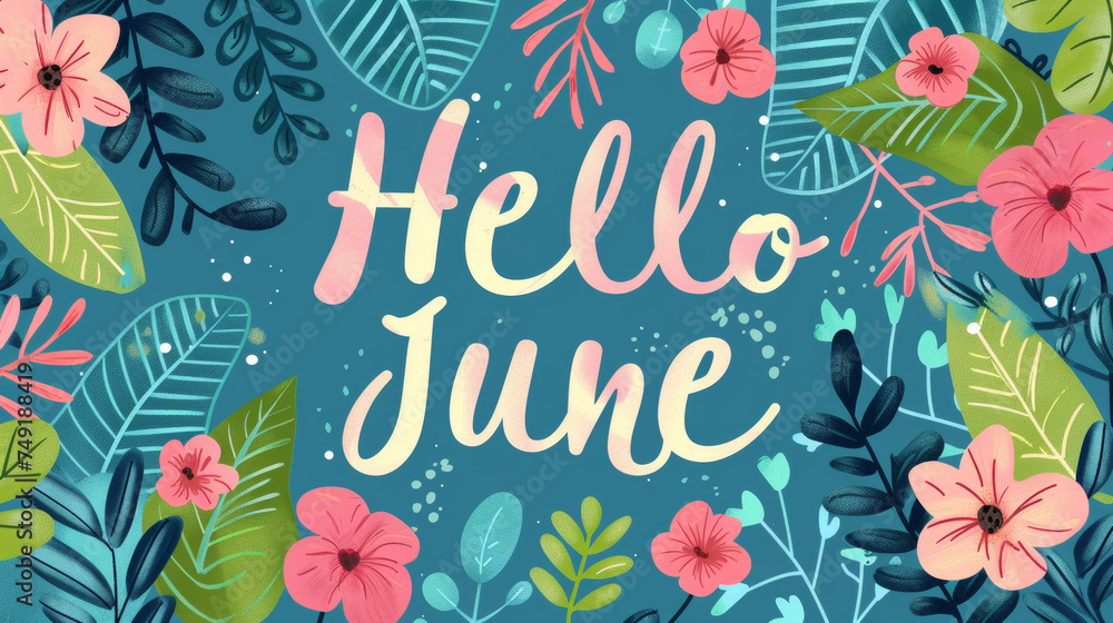 June month illustration background with pastel colors drawing with ...
