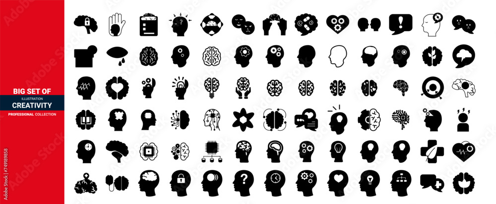 Thinking icons, Creative business solutions icon set, Innovation team ...