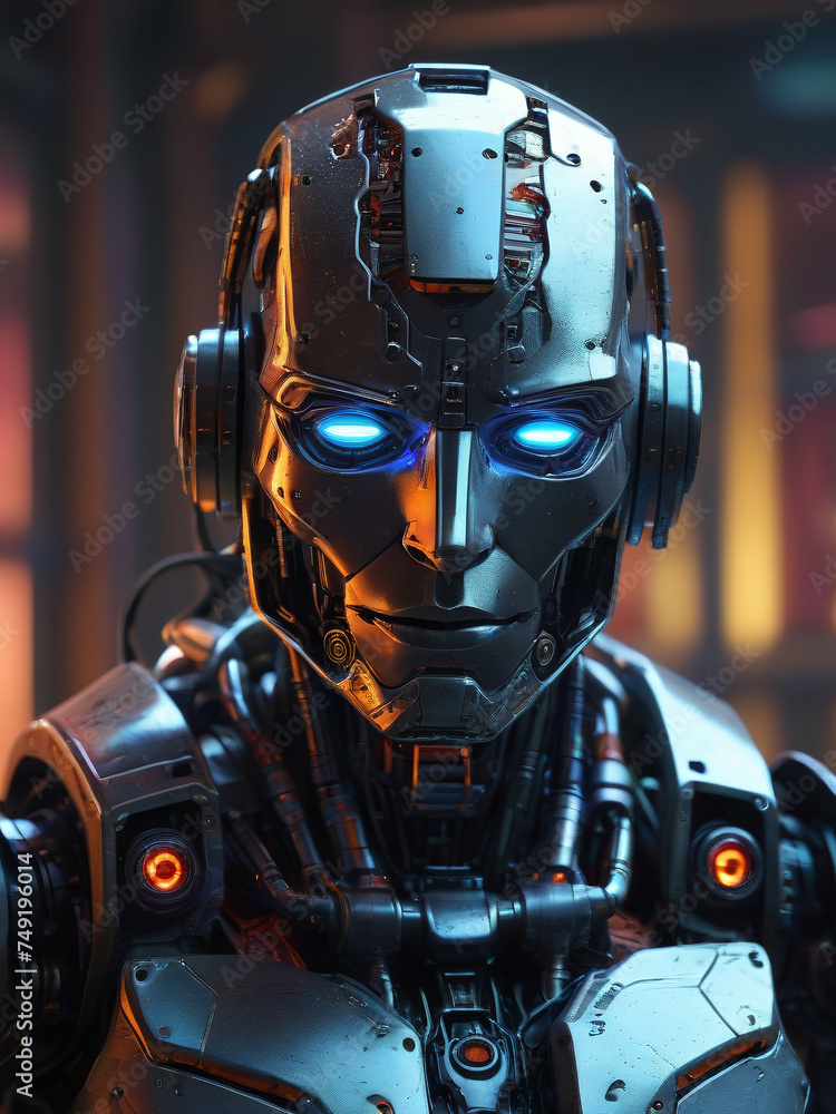 Metallic robot in modern colors, Future AI, Mechanical scourge of ...