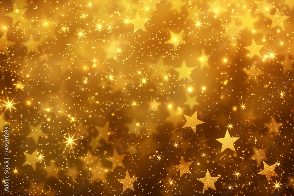 Glimmering Gold Stars on a Sparkling Golden Background with Mystical ...