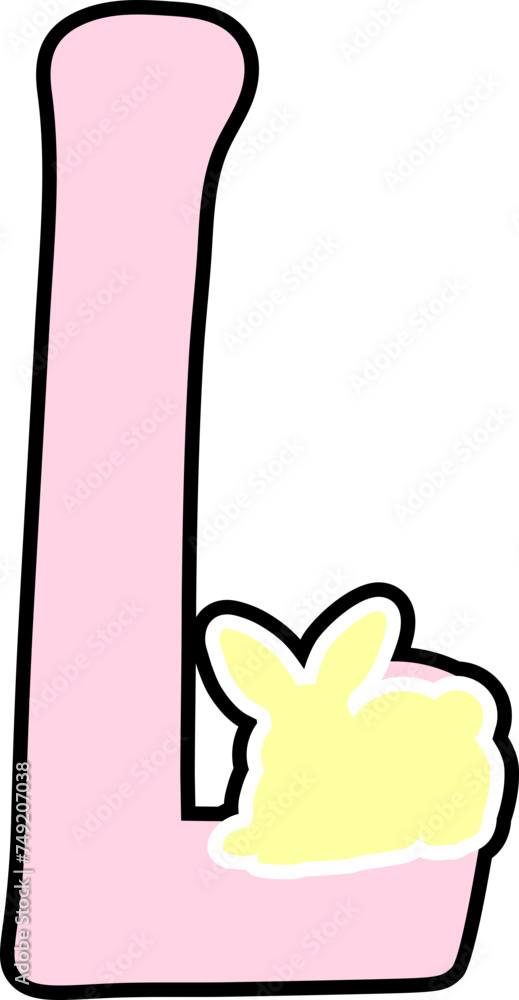 Easter Bunny Font: Letter L Alphabet with Rabbit Stock Vector | Adobe Stock