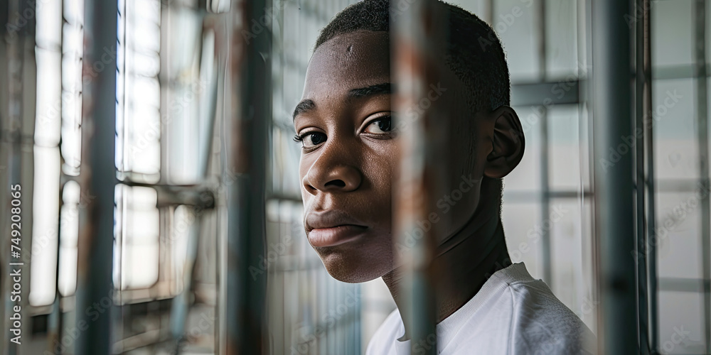 Prisoner, person locked up in jail prison behind bars sentence justice ...