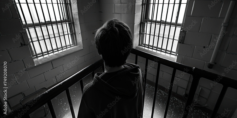 Prisoner, person locked up in jail prison behind bars sentence justice ...