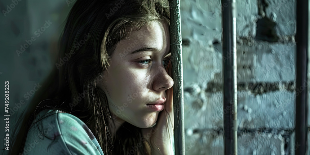 Prisoner, person locked up in jail prison behind bars sentence justice ...