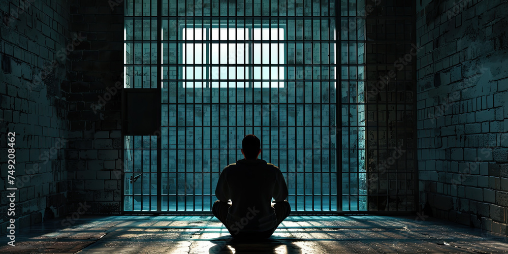 Prisoner, person locked up in jail prison behind bars sentence justice ...