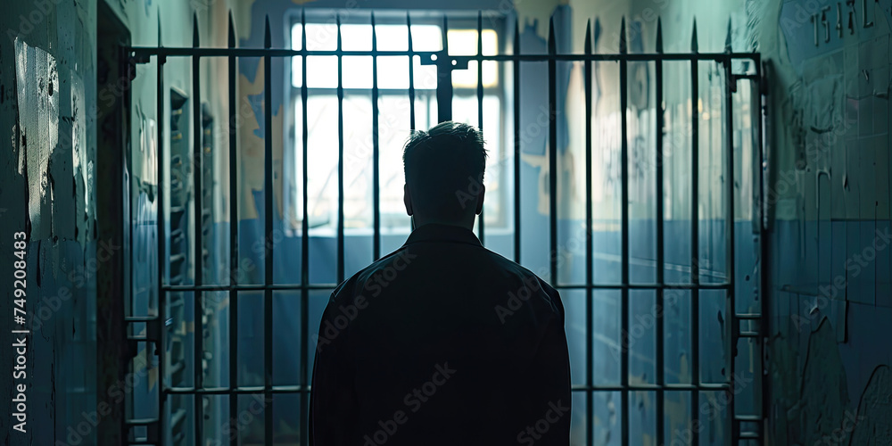 Prisoner, person locked up in jail prison behind bars sentence justice ...