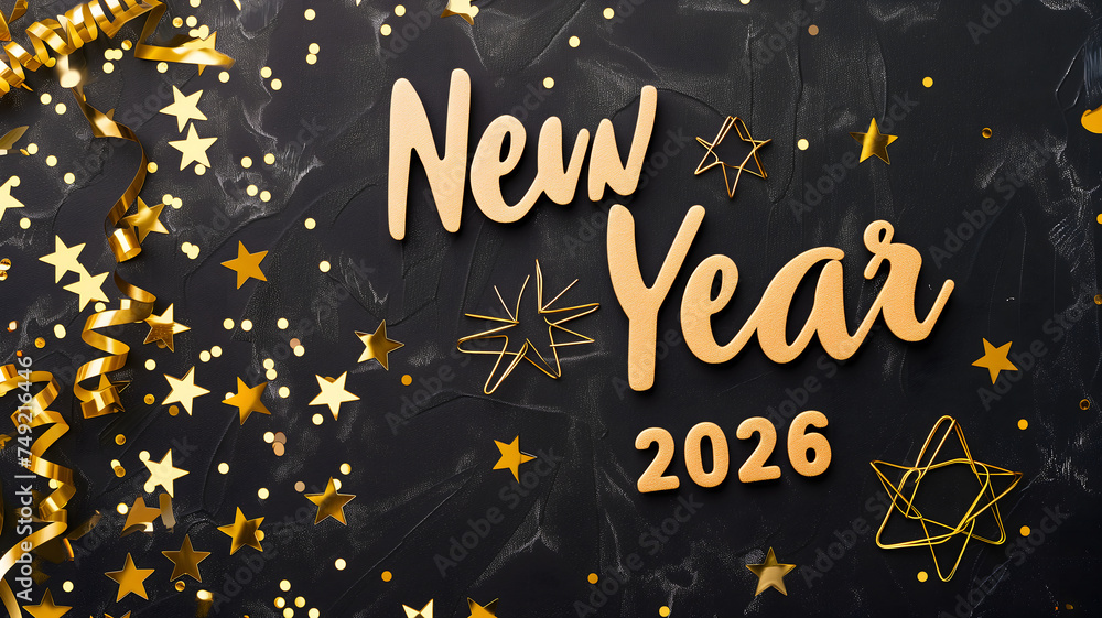 letters New year 2026 laid on flat background with high angle view ...