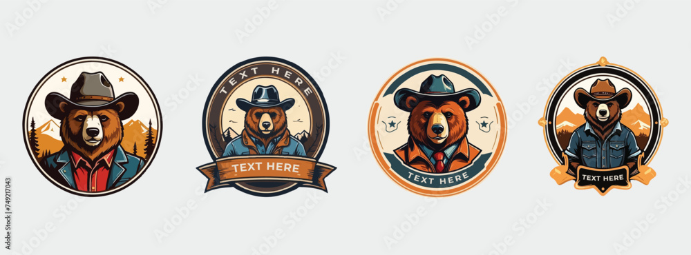 Cowboy bear logo design, for UI, poster, banner, social media post ...