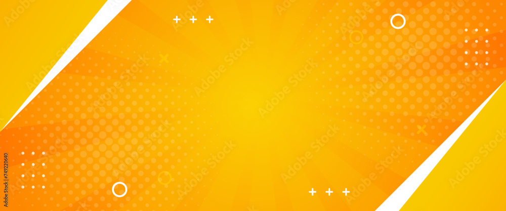 Abstract orange geometric banner background. Orange comic sunburst ...