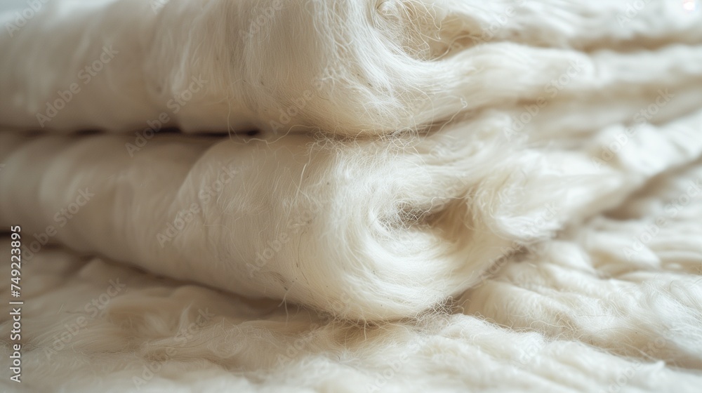 High-quality mineral wool batts, showcasing their fibrous texture and ...