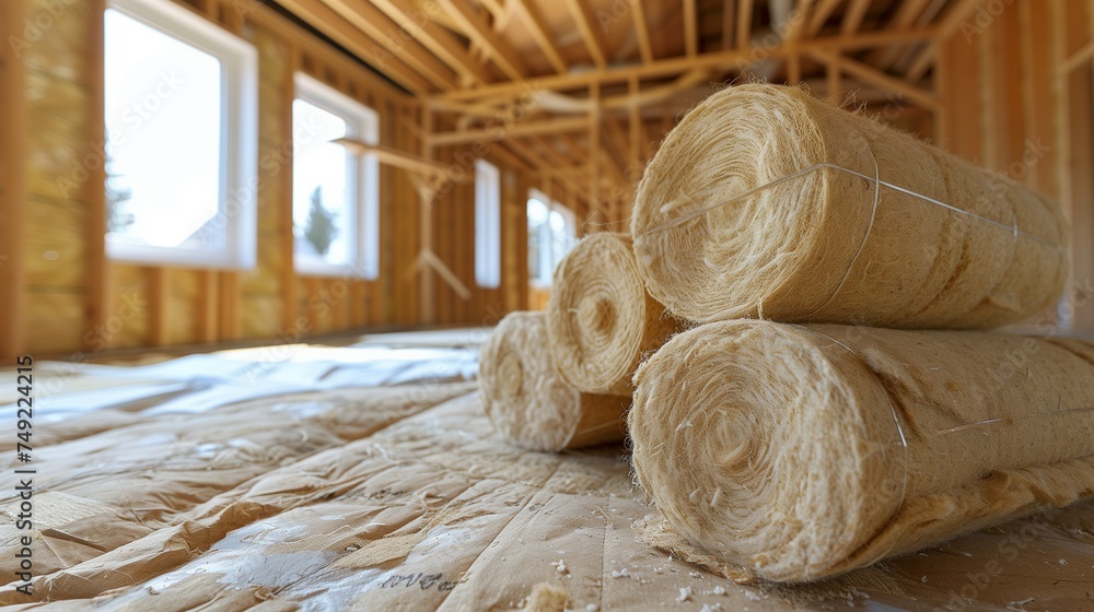 High-quality mineral wool batts, showcasing their fibrous texture and ...