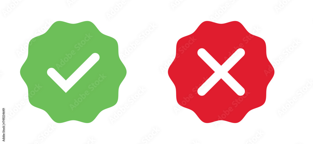 Poster "Accept and Decline/Reject Buttons: Isolated on White Background ...