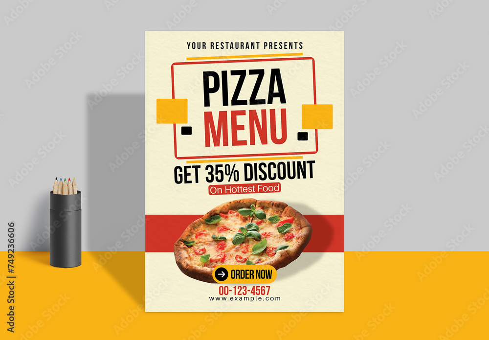 Pizza Menu Flyer Design Template Stock Template | Adobe Stock
