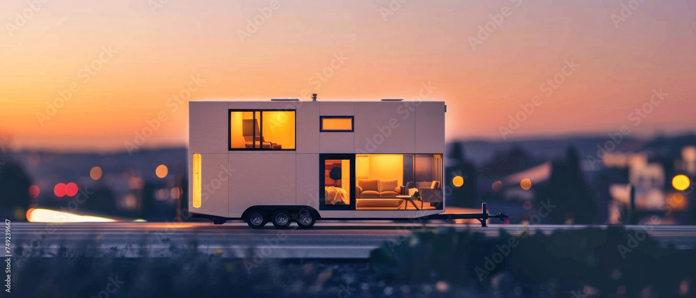 Ultraminimal Tiny Home Duo, Wheels beside modern mansion, Compact ...