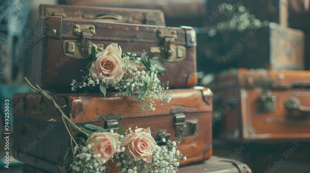 Vintage Suitcase Floral Arrangement: Picture a stack of vintage ...