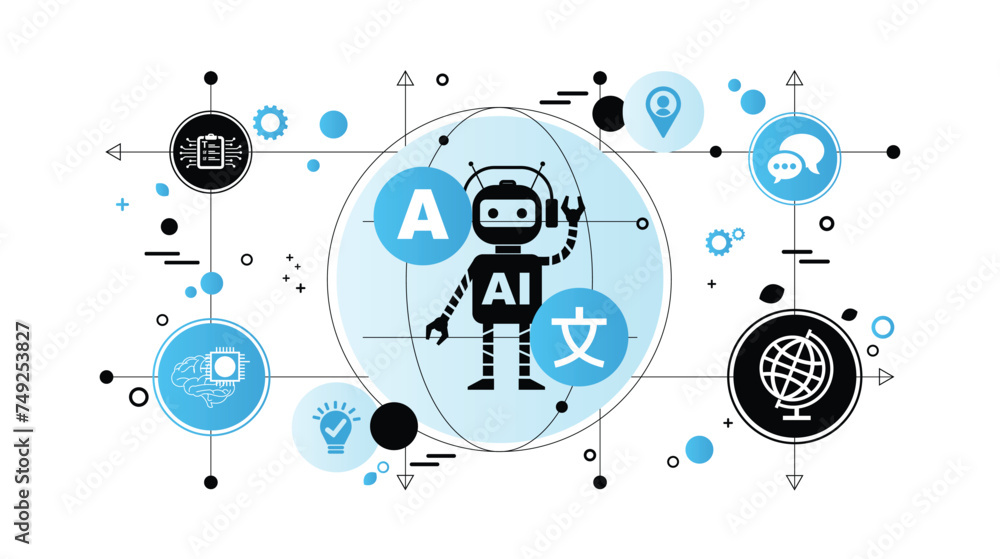 AI, artificial intelligence Instant Translation Concept. Ai Help to ...