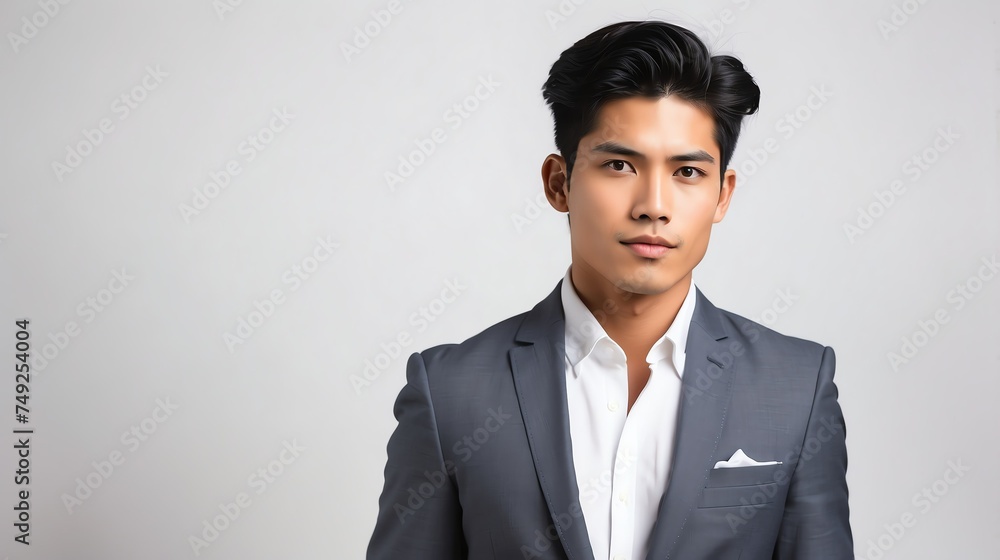 Stylish handsome attractive charming young filipino man in suit and tie ...