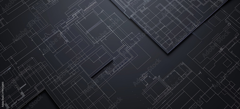 Floor plan, construction planning, blue print or floor drawing in black ...