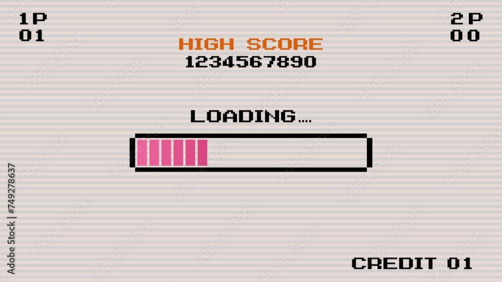 Pixel 8-bit Loading bar with glitch effect. retro game. for game assets. Stock Video | Adobe Stock