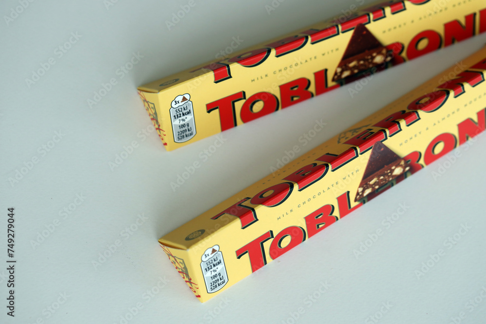 KYIV, UKRAINE - OCTOBER 31, 2023 Yellow Toblerone Chocolate Bar ...