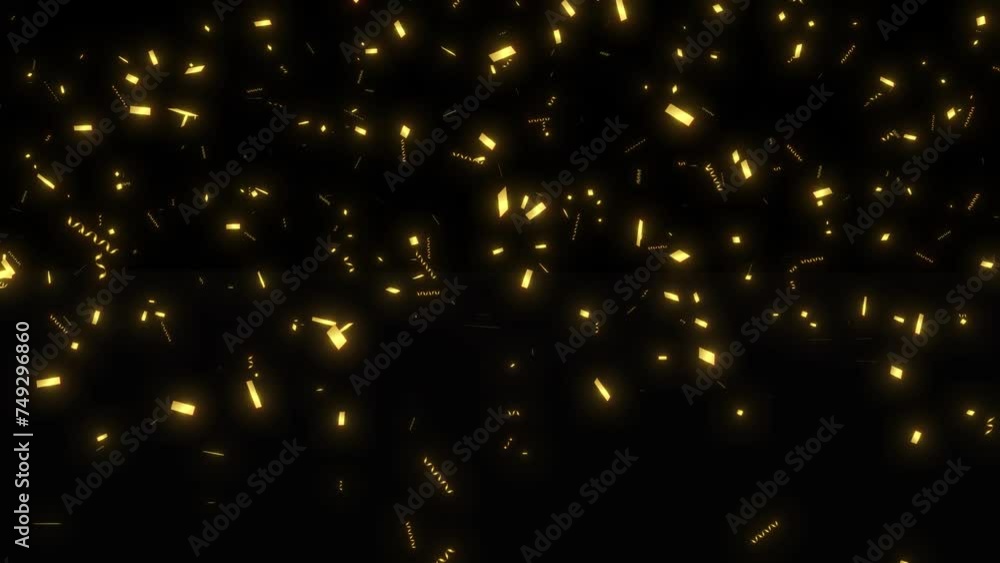 Golden Confetti Falling On Black Background, Confetti Falling On Alpha ...