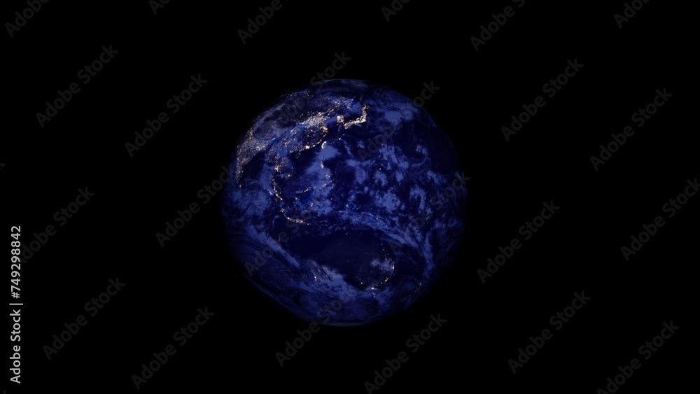 Vidéo Stock Earth Rotate At Night View Animation. Planet Earth Rotate ...