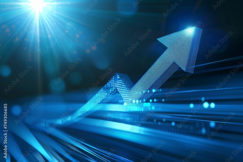 Futuristic 3D graph with a dynamic arrow soaring upwards symbolizing ...