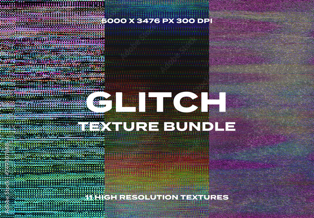 Glitch Screen VHS TV Display Overlay Texture Pack Bundle Effect Surface ...
