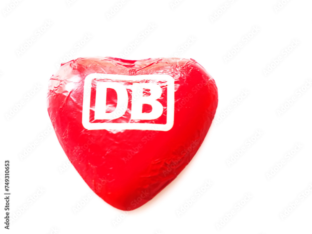 Red heart of the German Federal Railway named Deutsche Bundesbahn DB ...
