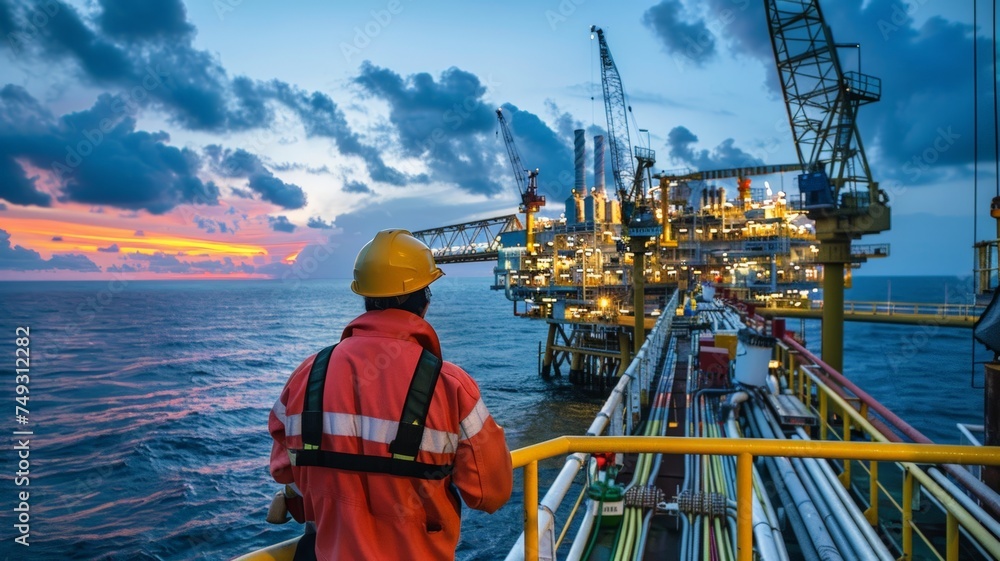 Operator records the operations of oil and gas processes at oil plants ...