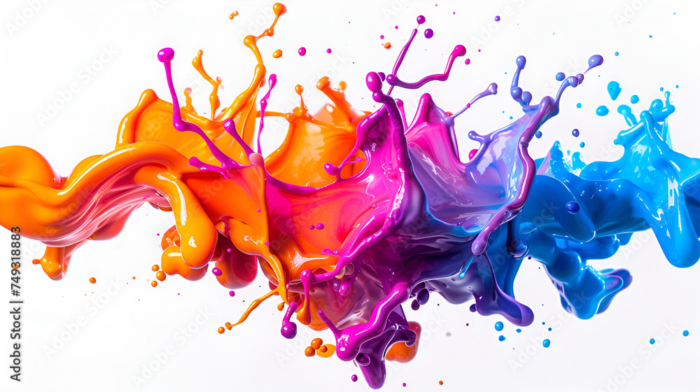 Splashing paint in primary colors logo letter y dropping into the ...