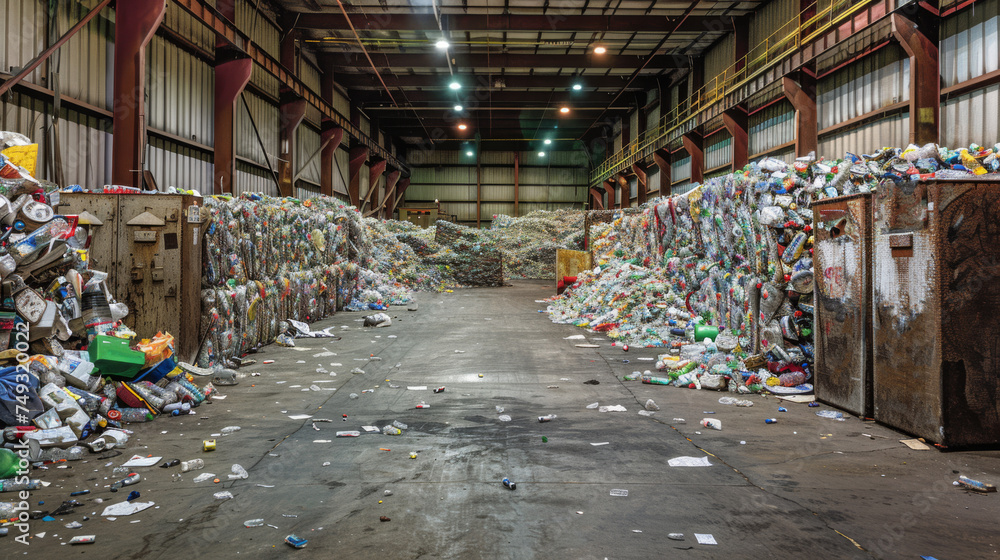 Waste transformation nexus where recyclables are sorted and prepared ...