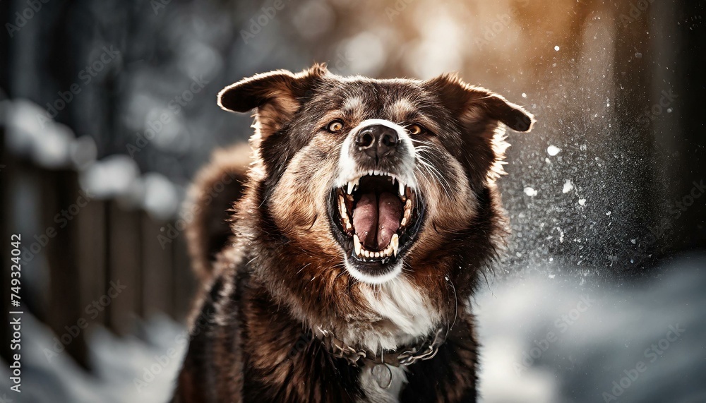 Top Most Aggressive Dog Breeds. Aggressive dog snarling fiercely, sharp ...
