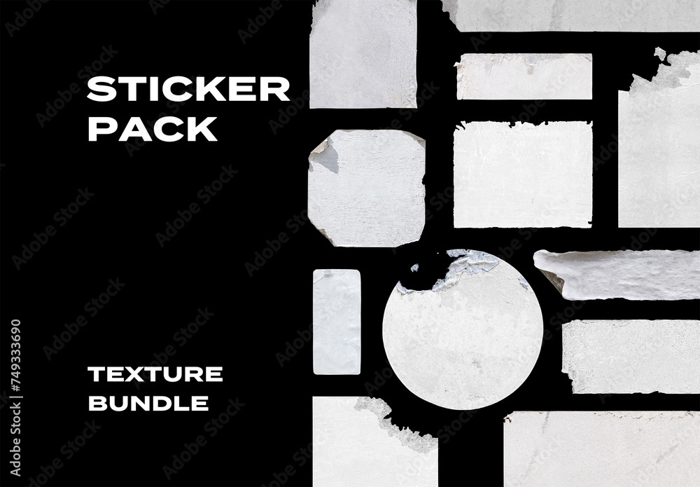 Sticker Logo Logotype Paper Pieces Overlay Texture Pack Bundle Effect ...