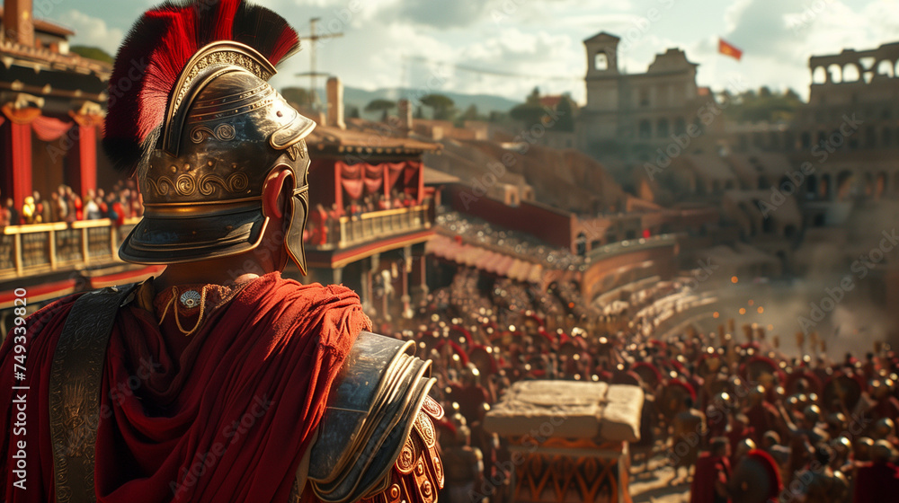Roman soldier looks over large group of soldiers Stock Illustration ...