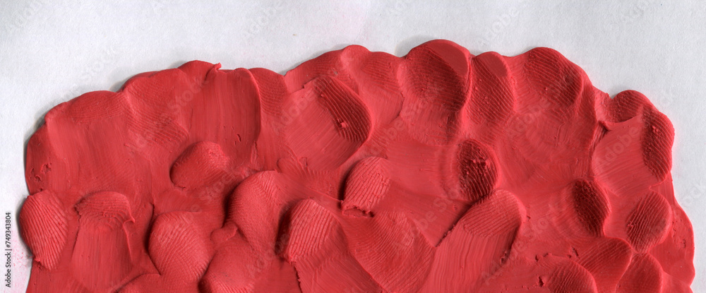 Red colored plasticine texture. Playdough textured background. Abstract ...