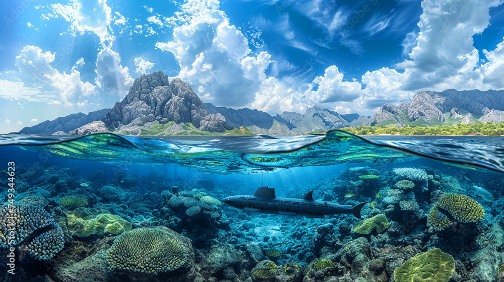 Invisible Submarines in 3D, using stealth technology to blend with the ...