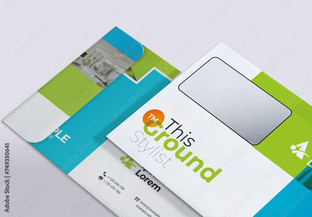 Blue And Green Business B5 Envelope With Boxs Stock Template | Adobe Stock