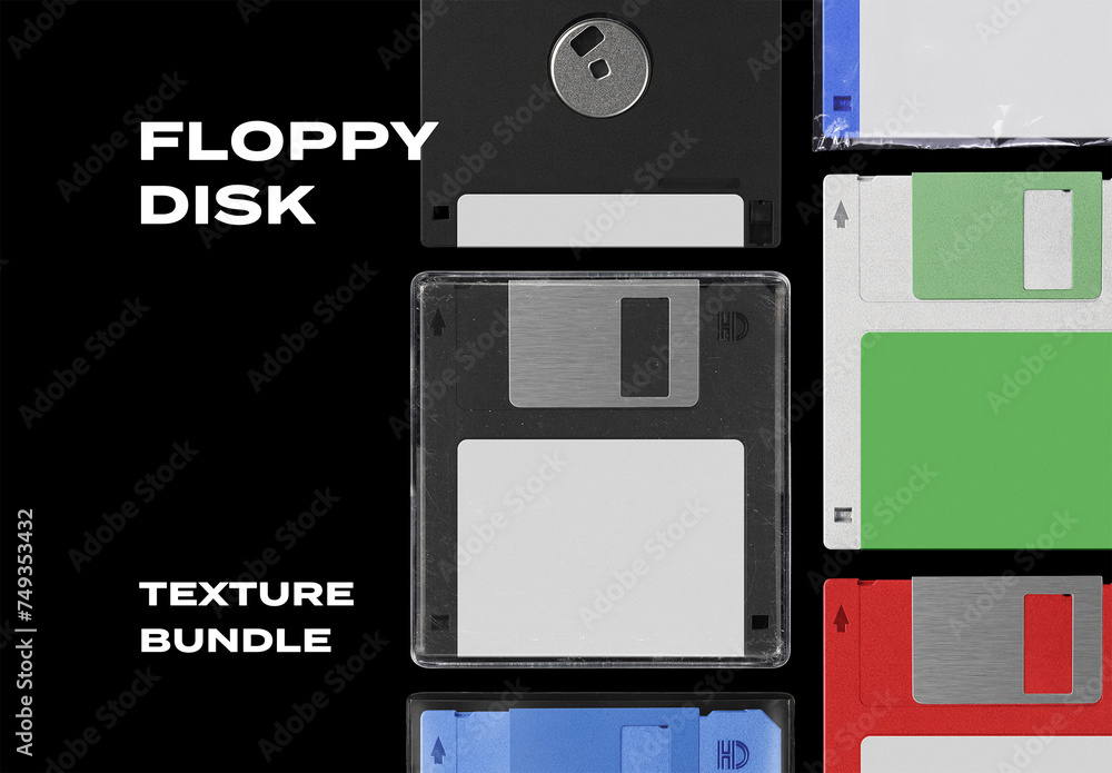 Floppy Disk Retro Game Case Overlay Texture Pack Bundle Effect Surface ...