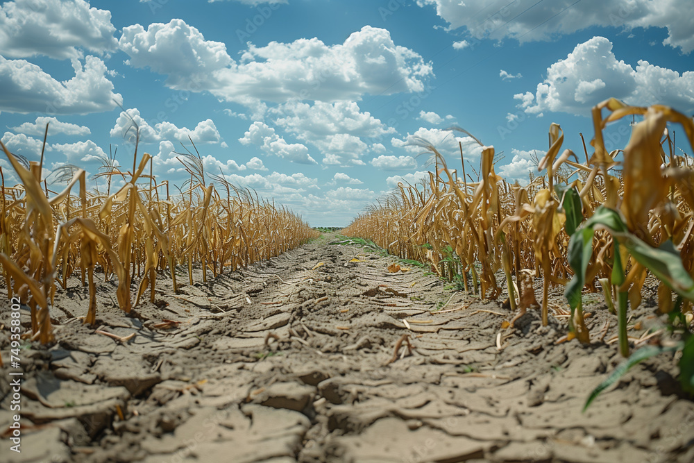An arrid dry corn field with failed crops after a drought Stock Photo ...