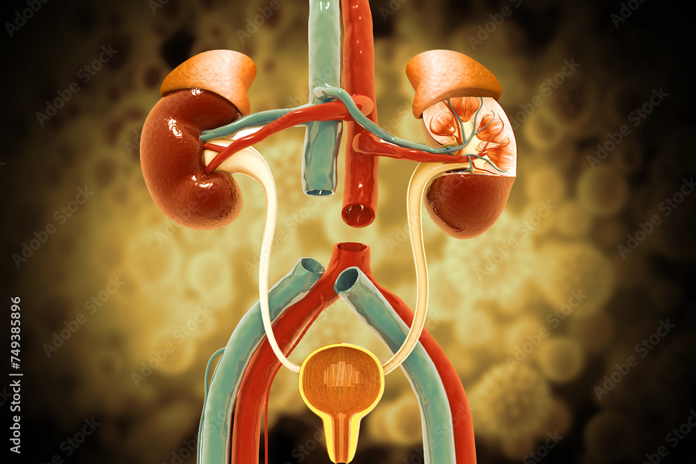Human kidney medical diagram, anatomy of the kidney, diseased kidney ...