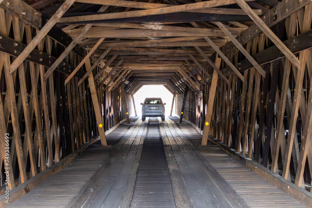 Inside Covered Bridge at Watson Mill State Park in Comer Georgia Stock ...