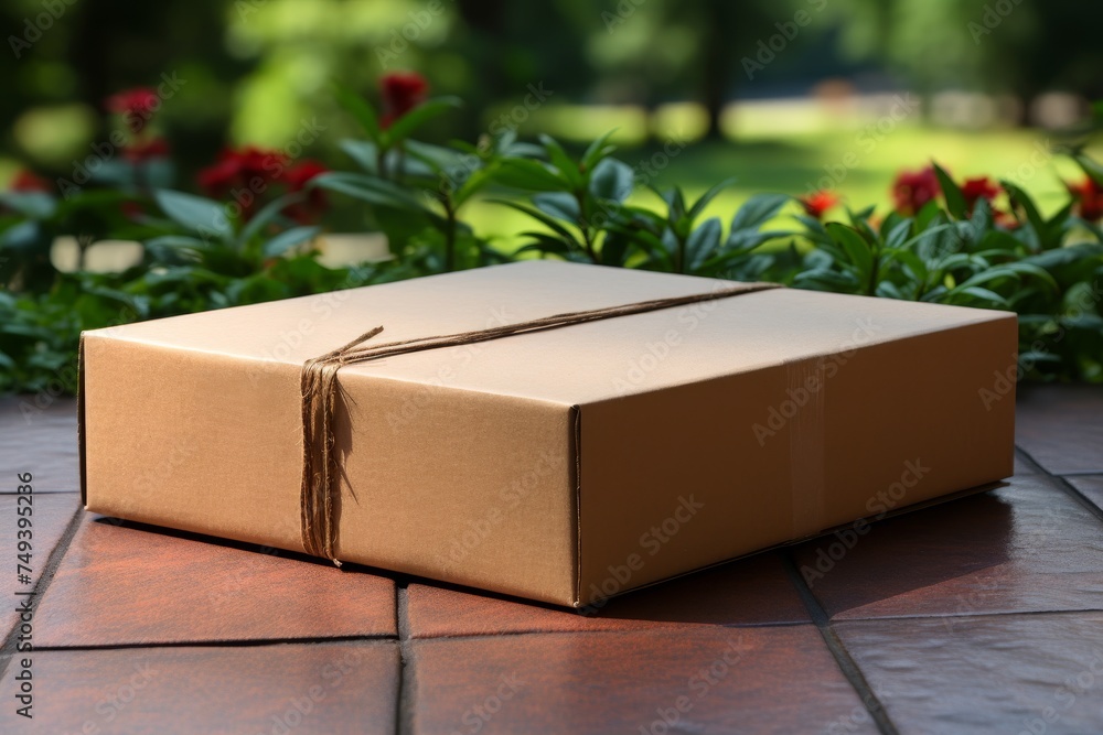 delivered package on the porch of the house. Home delivery of goods ...