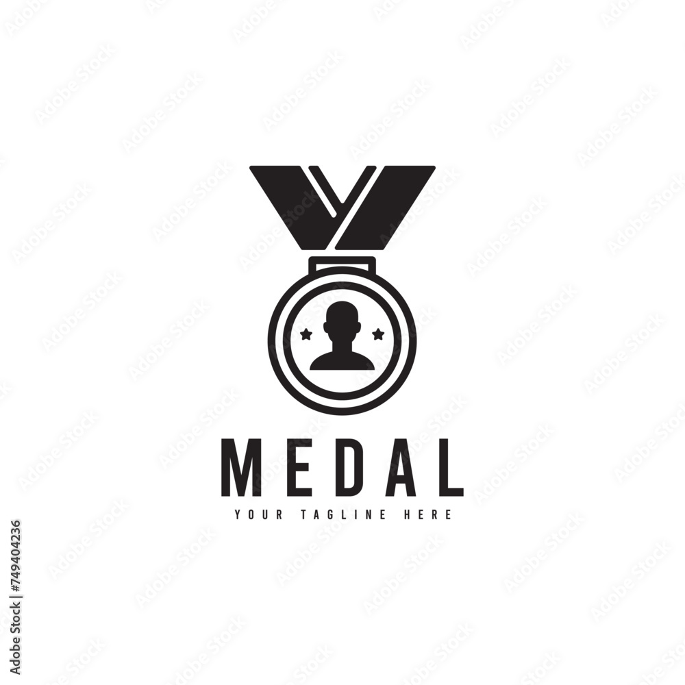 Medal logo vector. Medal silhouette, in minimalist style. Suitable for ...