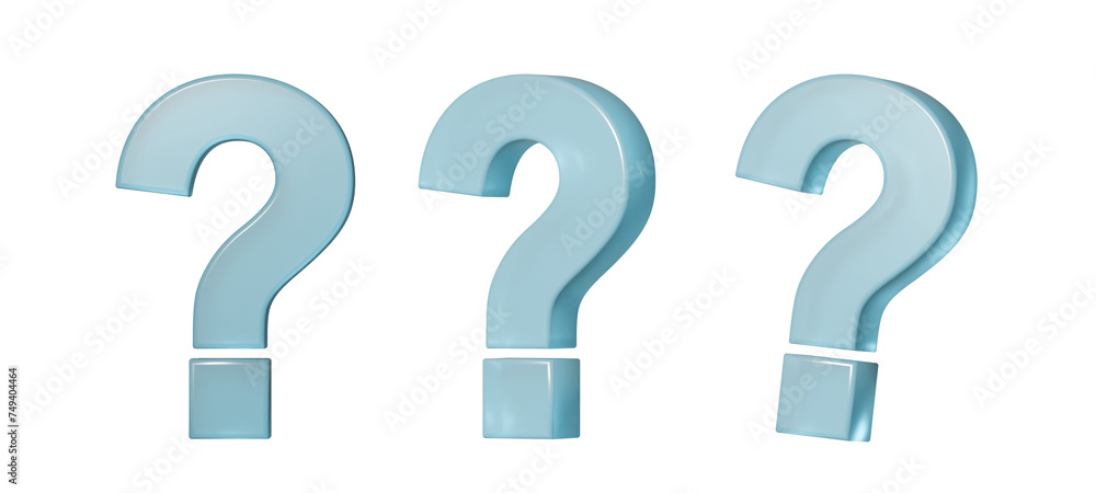 Light blue question mark shape cutout with different angle variations ...